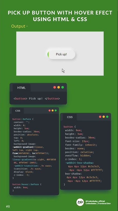 Pick Up Button With Hover Effect Using Html And Css Html Css Button Codexbaba Coding Youtube