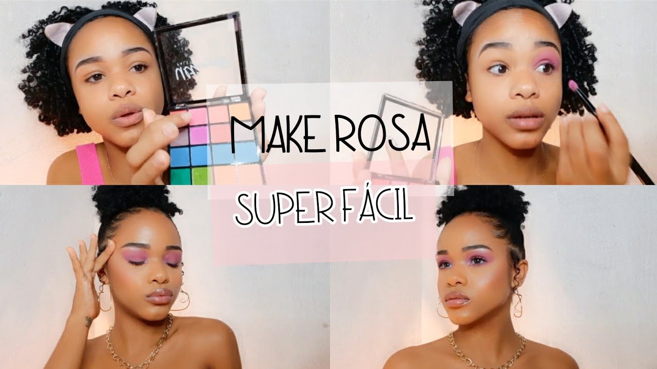 COMO FAZER MAQUIAGEM ROSA SIMPLES E FACIL - YouTube