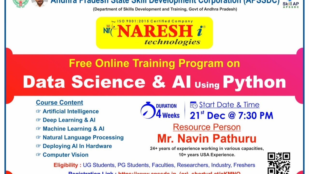 APSSDC | Data Science and AI using Python in Collaboration With Naresh ...