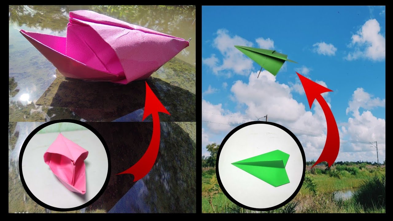 How To Make A Paper Boat ⛵And Airplane That Flies Far ️️. (3D) - YouTube