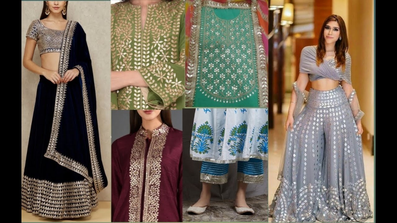 Amazing gota work designs neck gota work saleves and trouser gota work ...
