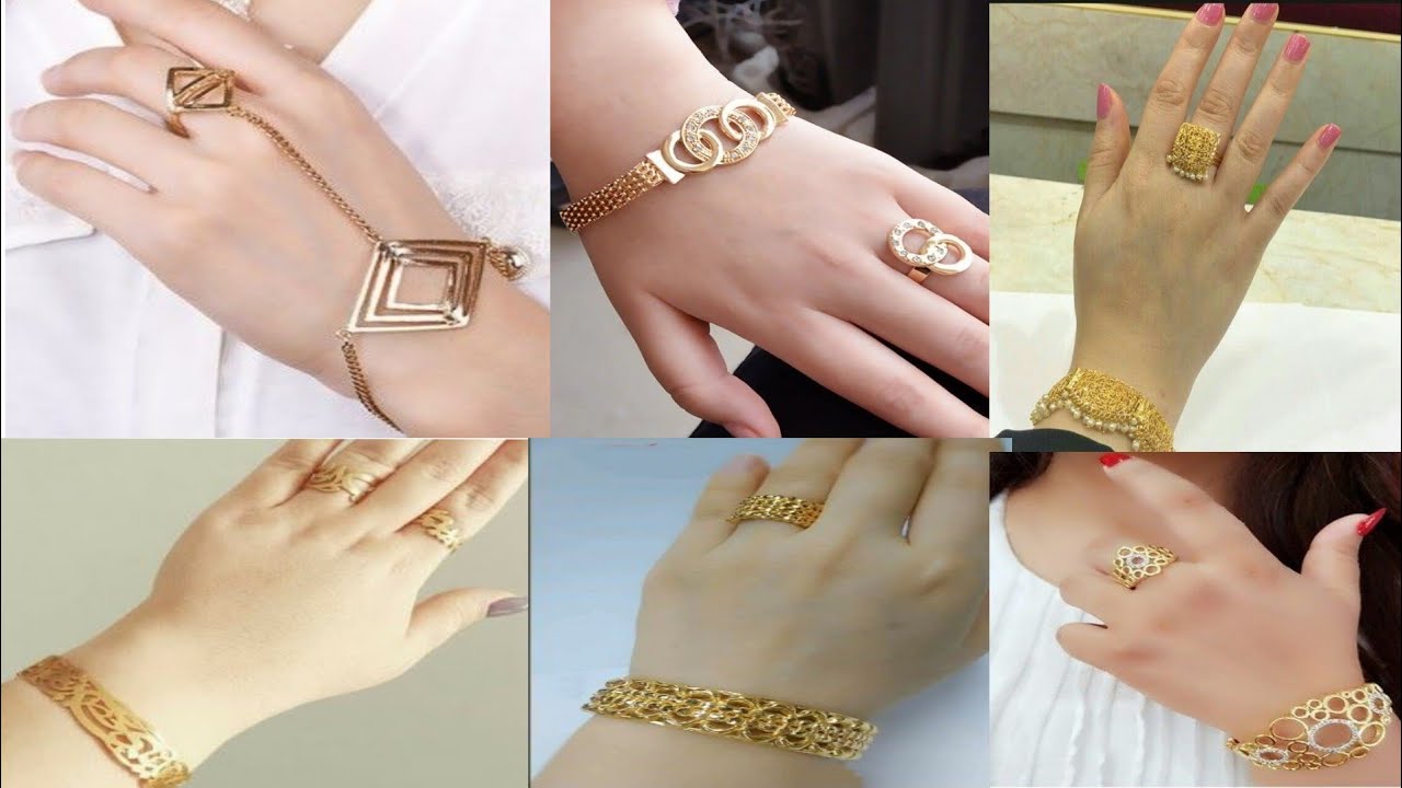 Very decent and simple gold & artificial ring and breslet design for ...