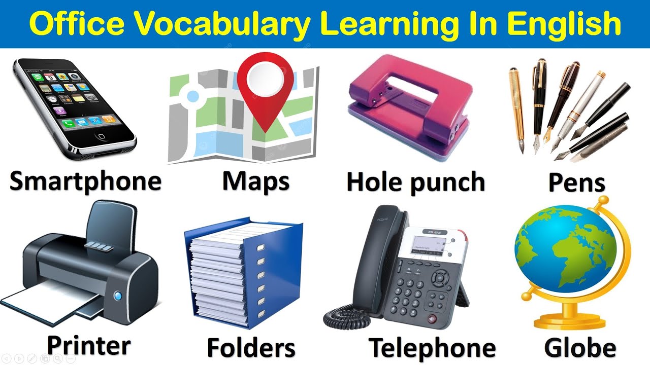 Learn Action Verbs Vocabulary || Office Objects Name Vocabulary ...