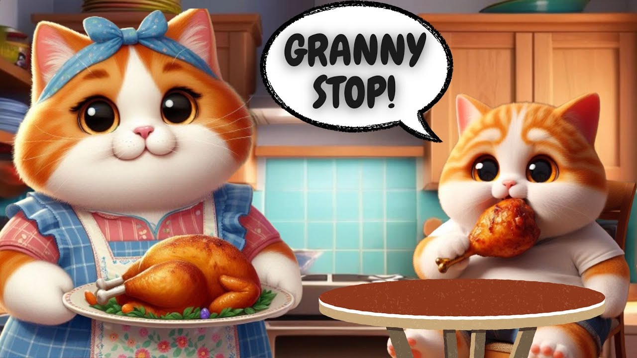 Kitten EXPLODES from SO MUCH LOVE from Grandma 🍔🍗🎂🍎 #funny #aicat ...