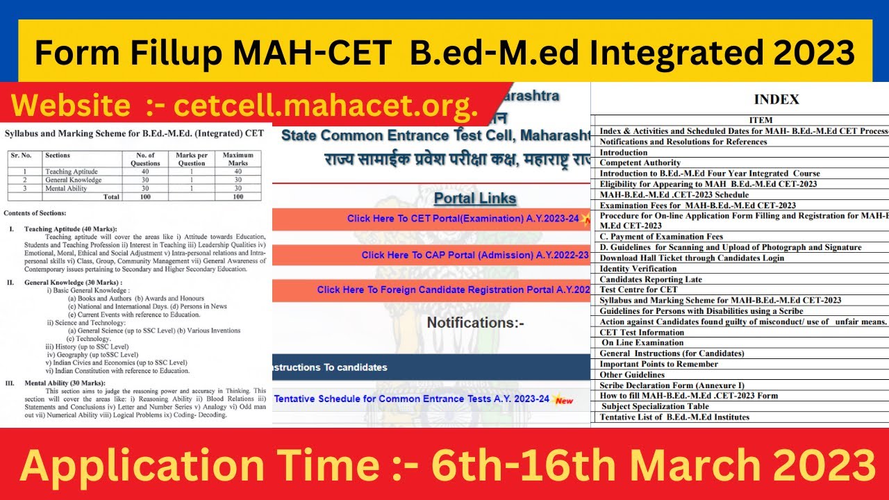 Application Form Fill-Up MAH-CET 2023 | B.ed - M.ed Integrated | 3 ...