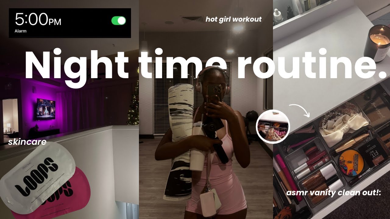 5PM NIGHT TIME ROUTINE ☁️ self care, workout & cooking + ASMR ...