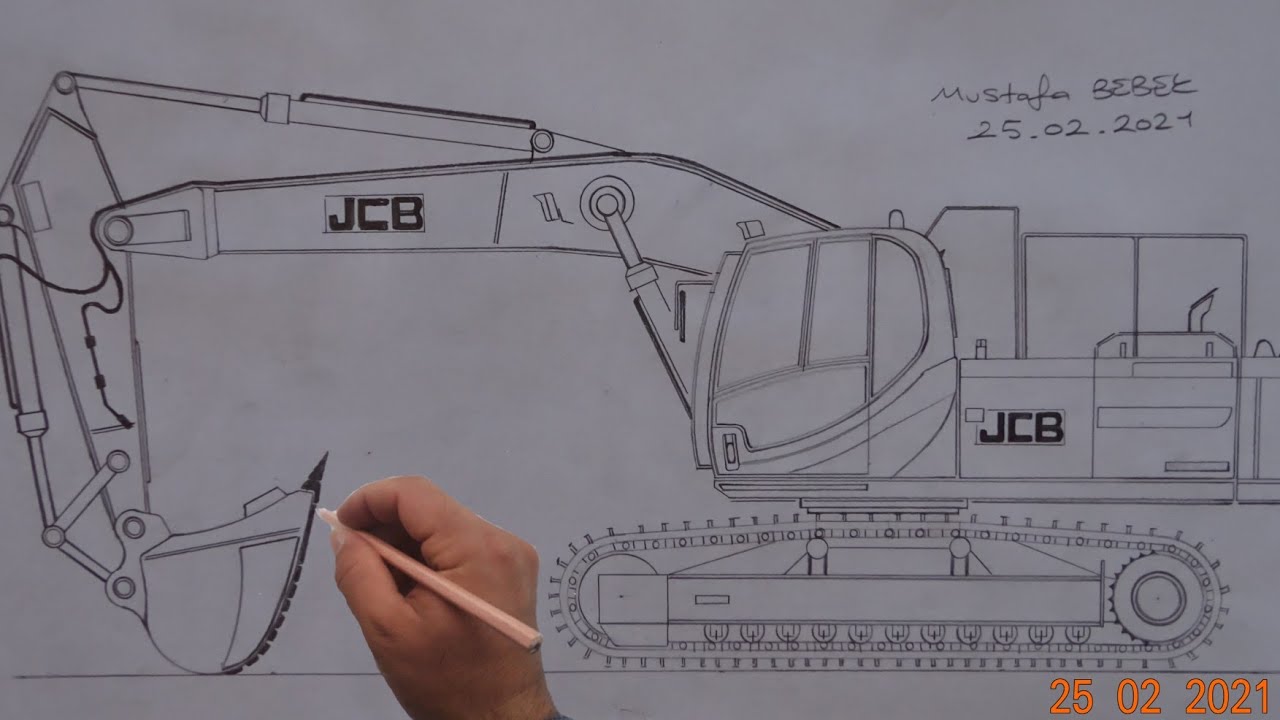 Jcb excavator drawing (Jcb ekskavatör çizdim) - YouTube