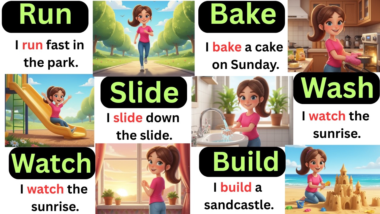 100 Action Verbs with Sentences | Daily Use English Speaking Practice ...