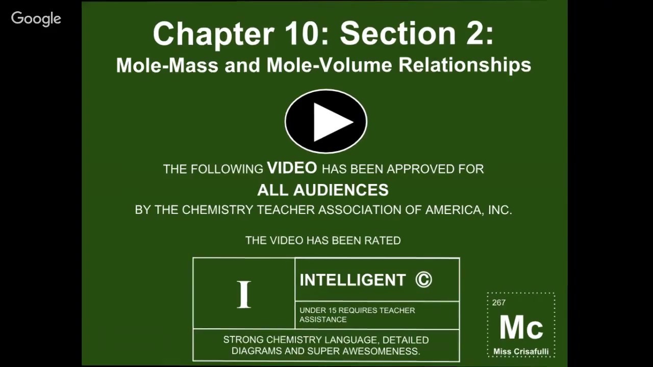 Pearson Chemistry Chapter 10: Section 2: Mole-Mass and Mole-Volume ...