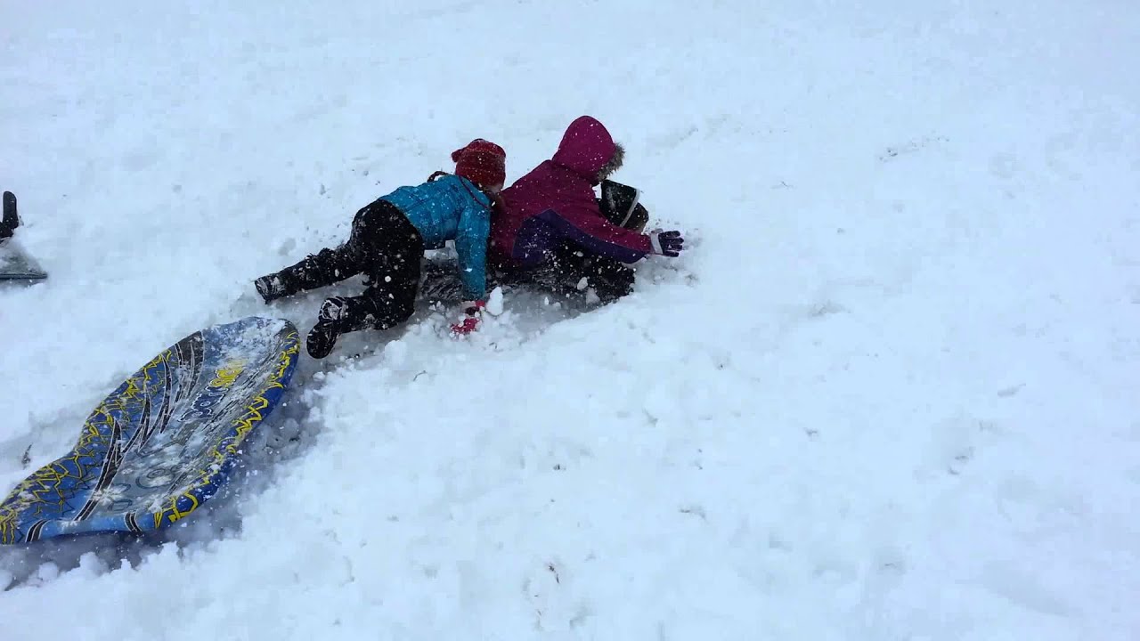 Triple Kid Sled Crash - YouTube