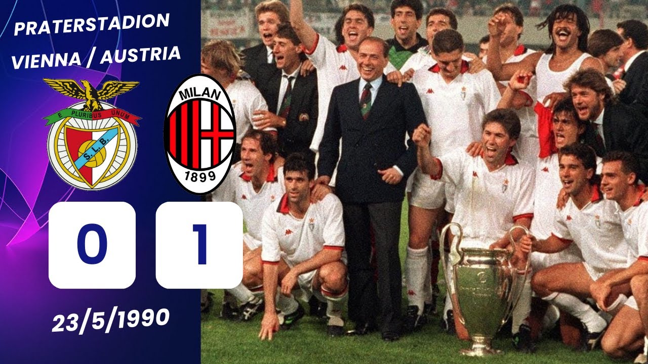 UEFA CHAMPIONS LEAGUE 1990 FINAL⚽⚽MILAN 1-0 BENFICA⚽⚽THE FOURTH ONE FOR ...