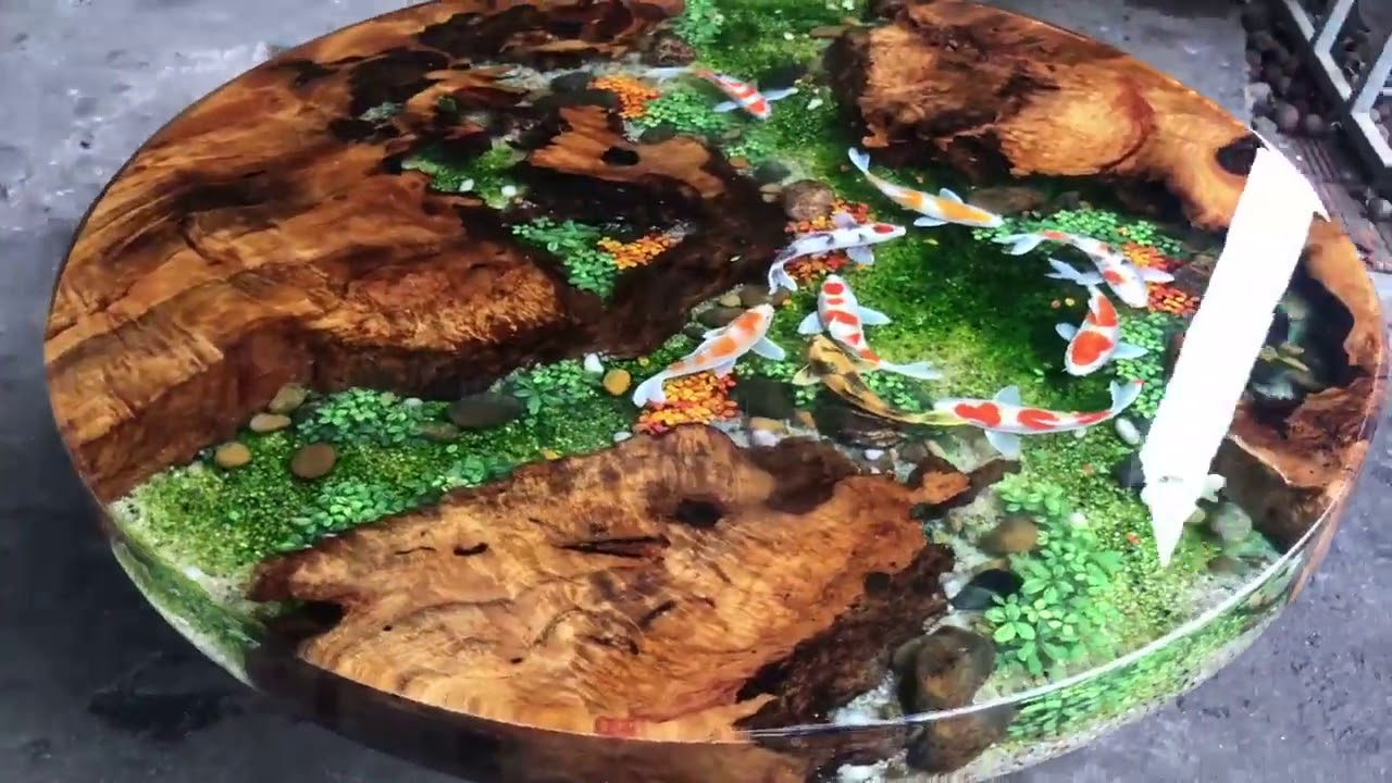 Koi fish epoxy table KonohaVN - YouTube