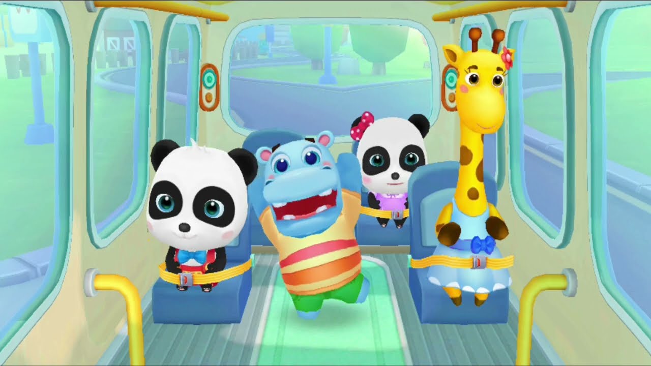Baby Panda's School Bus | Learn how to drive a car, complete tasks, how ...