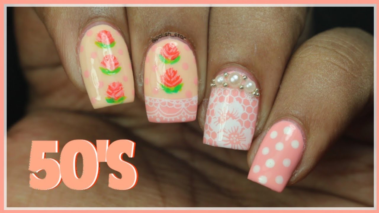 50's Vintage Retro Style Inspired Nail Art | Polish Star - YouTube