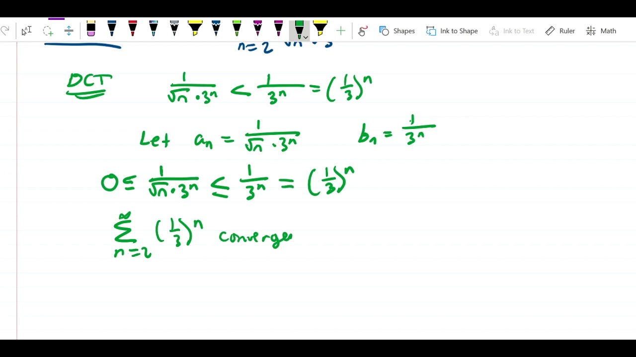 Integral test, DCT, LCT 1 over square root n 3 to the n - YouTube