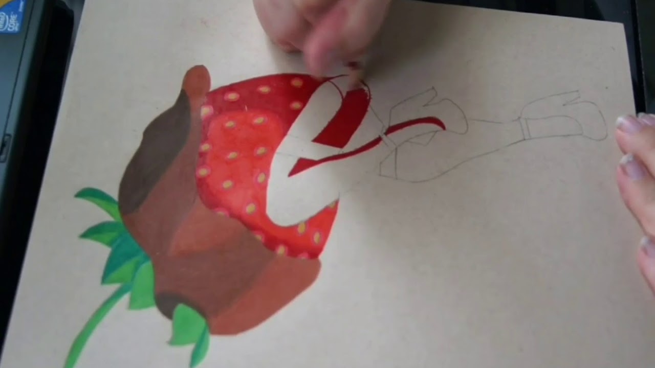 Stripper Strawberry speed drawing sticker and tattoo design - YouTube