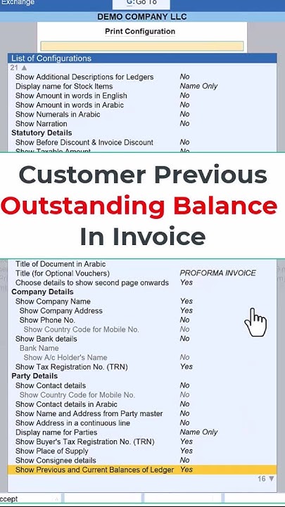 Customer Previous Outstanding Balance In Invoice #account #tallytdl # ...