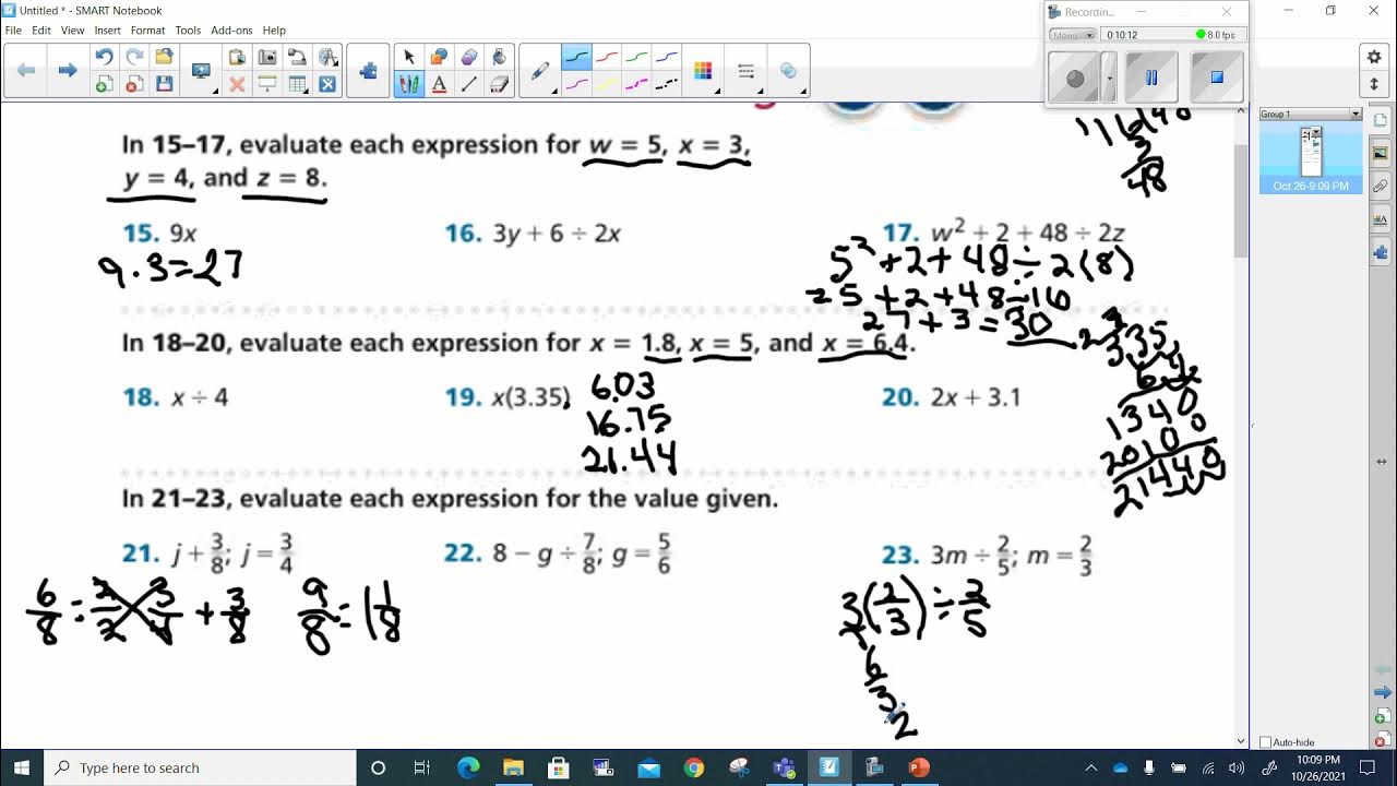 home work video for 6th grade lesson 3 5; evaluate algebraic ...