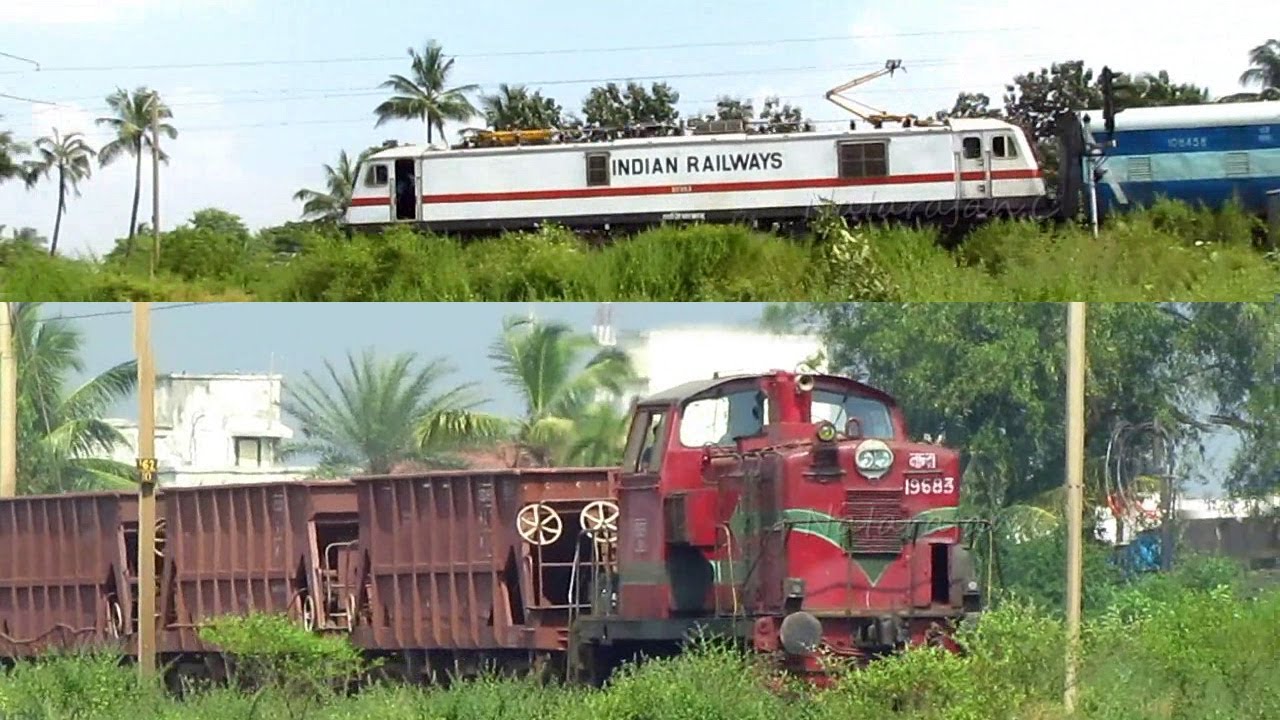 India's only Hydralic Diesel locomotive WDS4 meets WAP7.. - YouTube