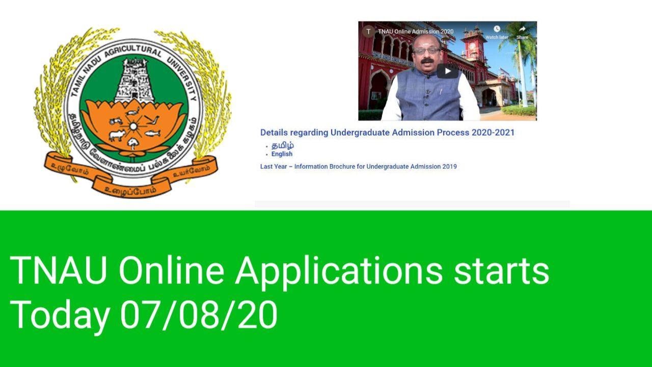 TNAU Agriculture Online Application Starts Today 2020 - YouTube