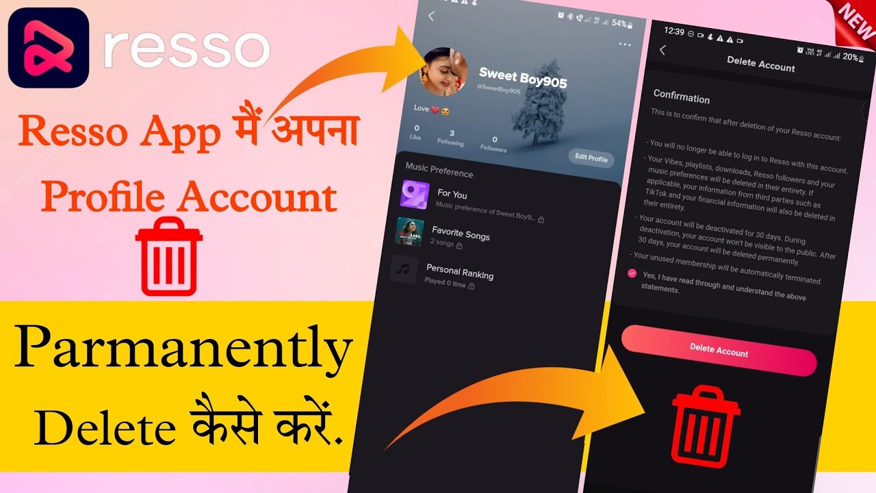 Resso App मैं अपना Profile Account Parmanently Delete कैसे करें, How to ...
