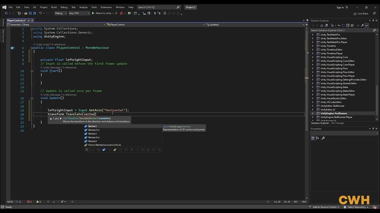 Lesson 56) Movement of the Player - Unity Game Development Tutorial For Beginners - Hindi/Urdu ...