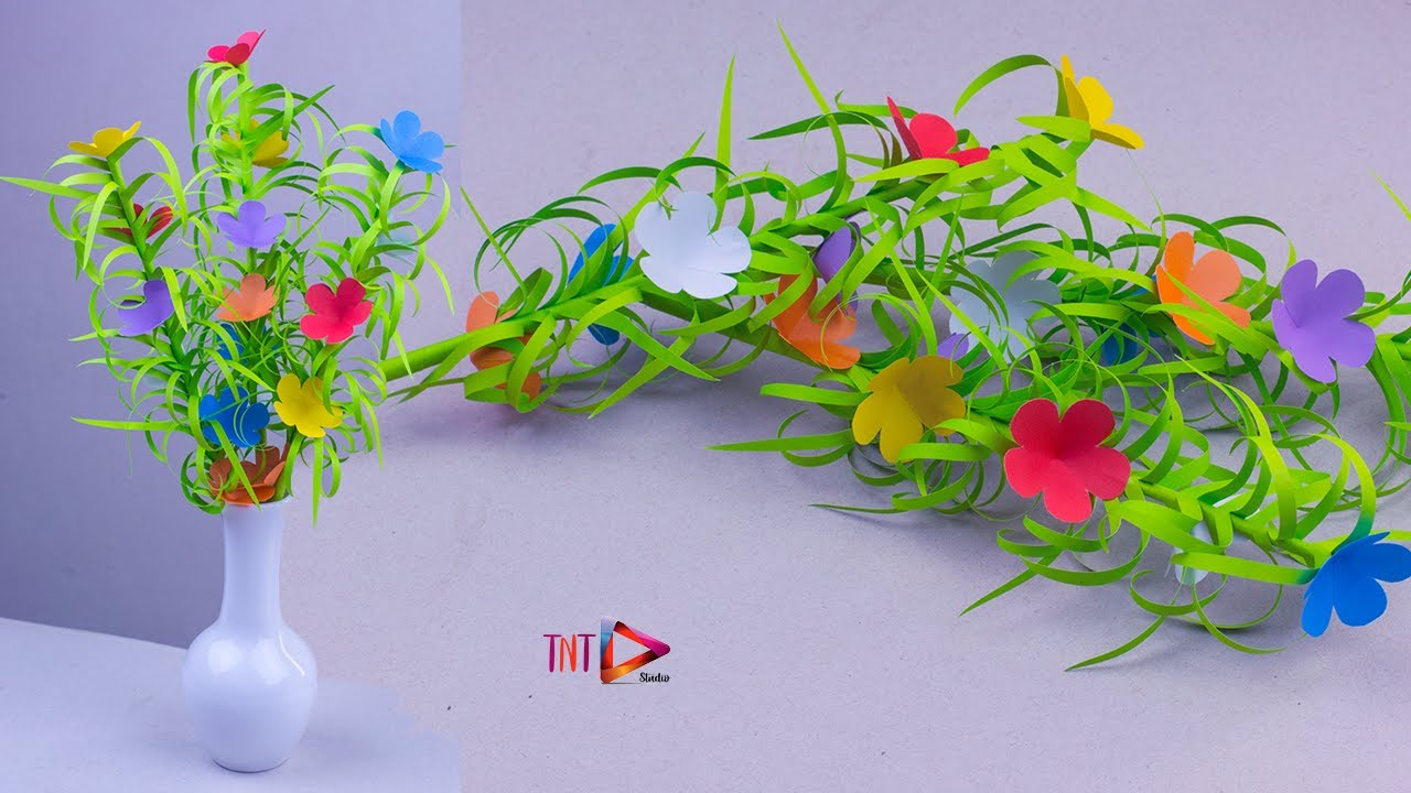 Easy and Simple Grass Flower Tutorial | Handicraft Beautiful Paper ...
