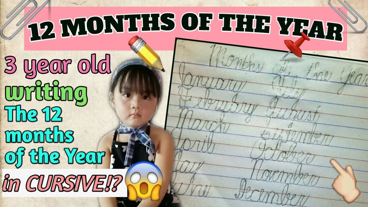 3 YEARS OLD WRITING IN CURSIVE!😱||MONTHS OF THE YEAR | Baby Odeya - YouTube