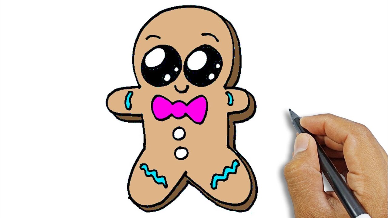 How to draw a gingerbread man draw so cute | Easy Drawing Ideas For ...