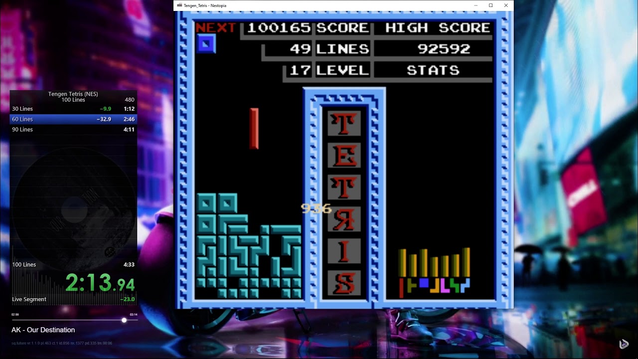Tengen Tetris (NES) speedrun 100 Lines 4:22 - YouTube