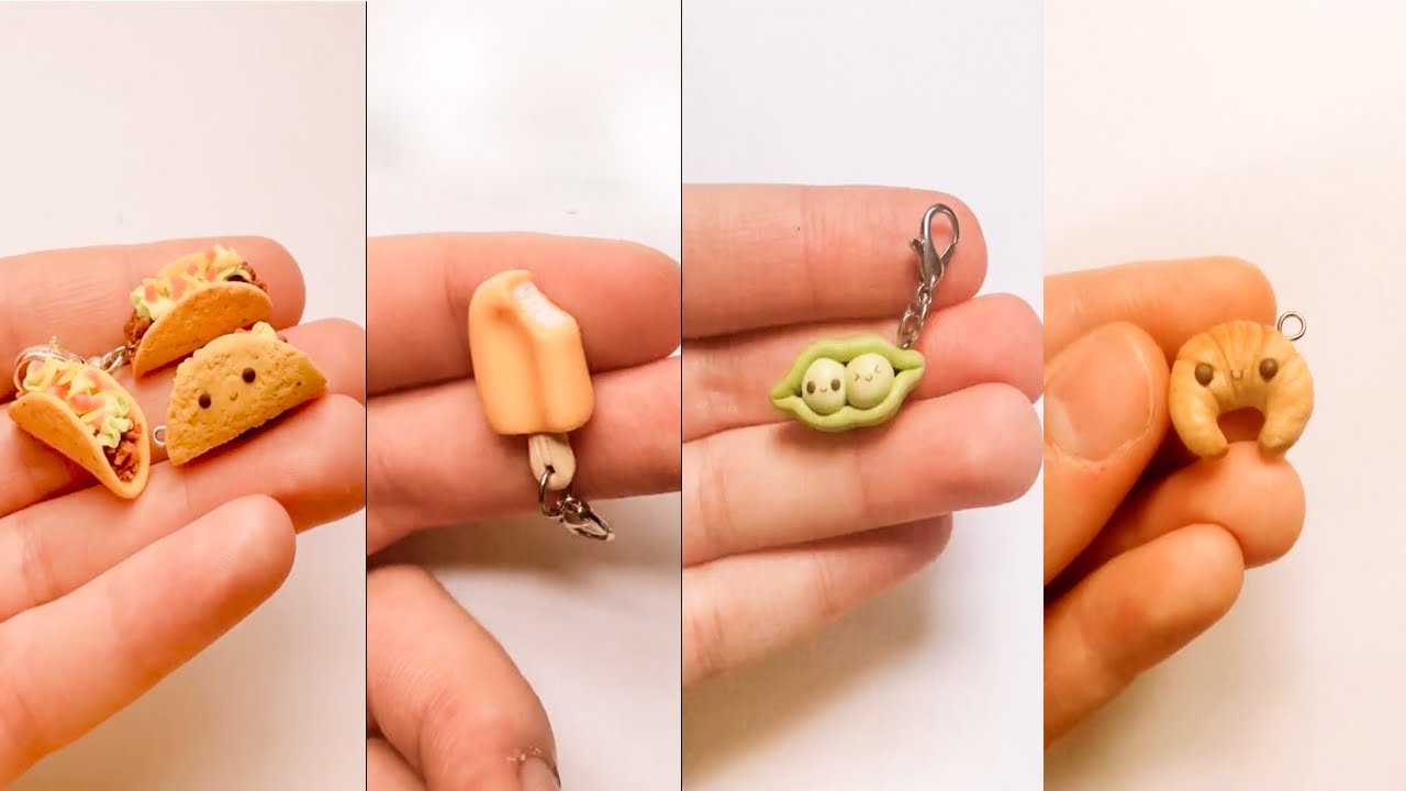 Mini Clay Charms // Air Dry Clay Charms // Food Clay Charms - YouTube