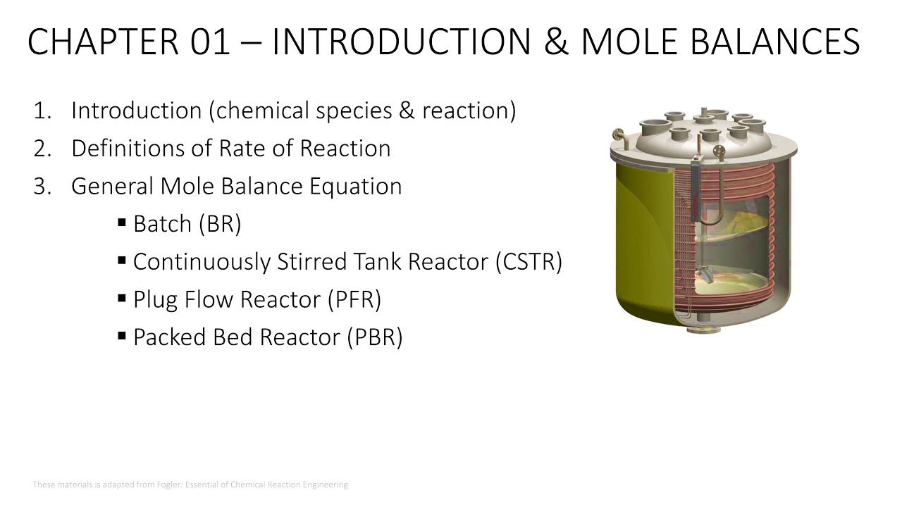 Reaction Engineering - Ch01 - Introduction and Mole Balance - Part 1 ...