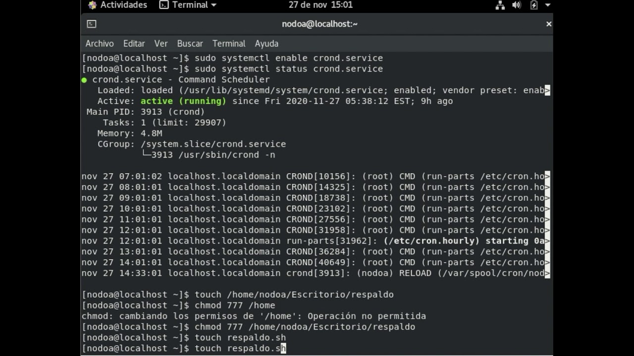Creación De Un Backup Automático En Centos 8 Utilizando Crontab Youtube