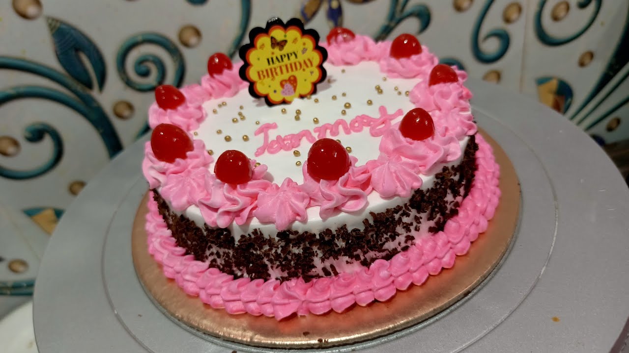 1 pound pink forest cake|birthday cake#cake design#cakedecorating ...