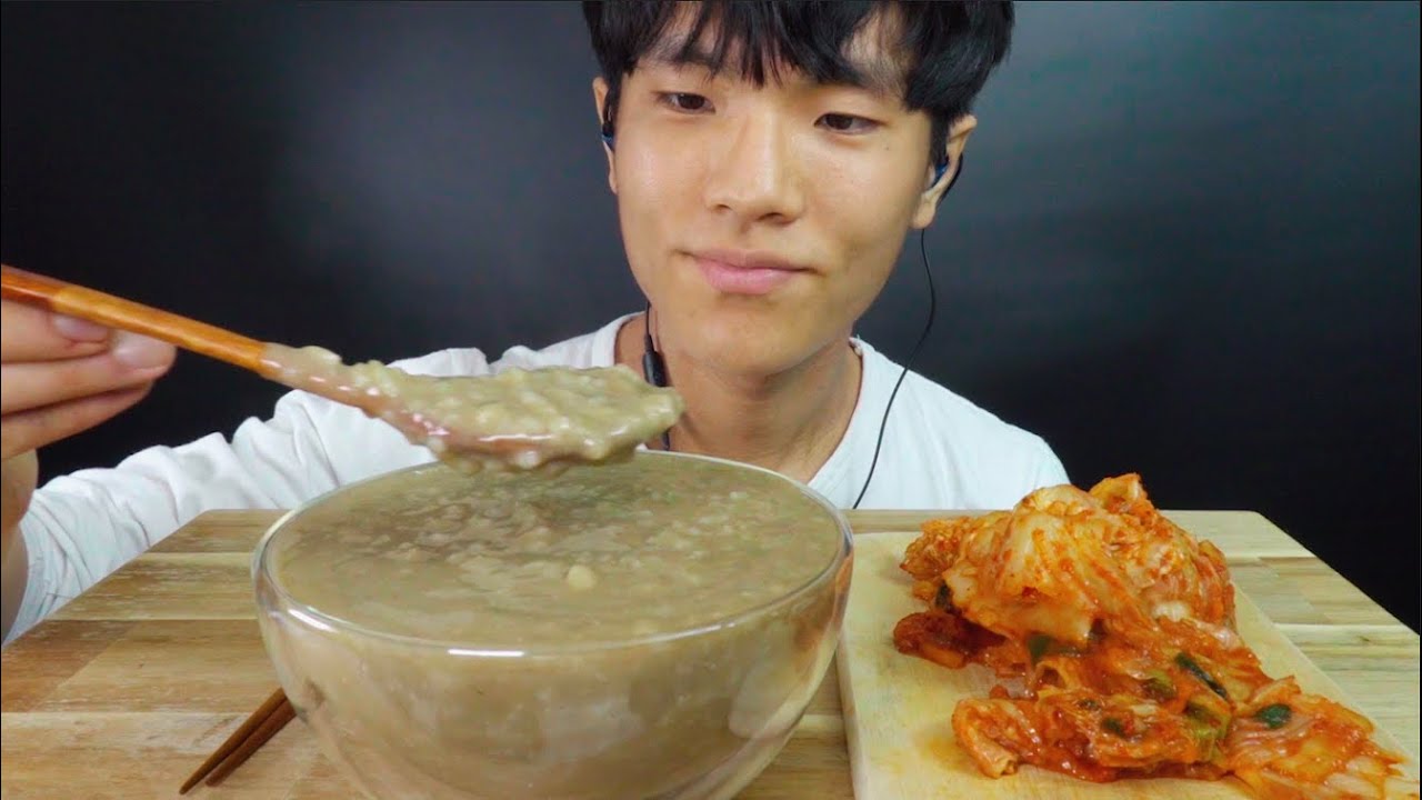 ASMR @ 녹두죽, 김치 먹방 Mung Bean Rice Porridge, Kimchi MUKBANG @ No Talking ...