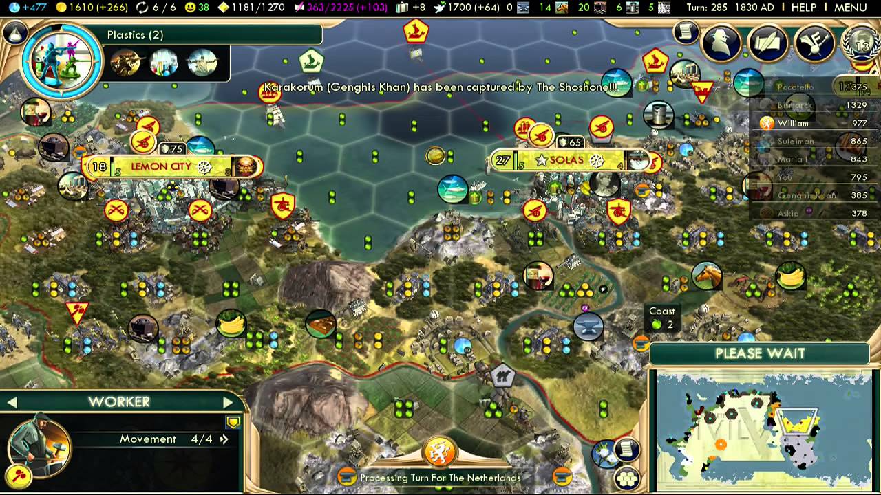 Civ V Live (Siam) #12 - Emperor, 8 Player, Standard Speed, Fractal ...