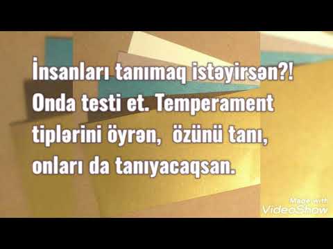 İnsanları tanımaq istəyirsən?Özünü də tanı. Yeganə Iskəndərova təqdim edir.Temperament tipini öyrən.