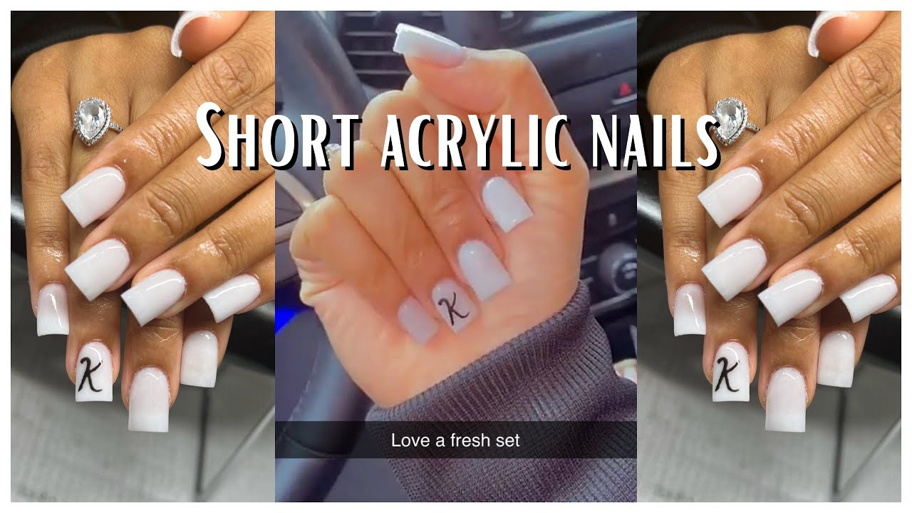 SHORT ACRYLIC FULL SET | NAIL ART - YouTube