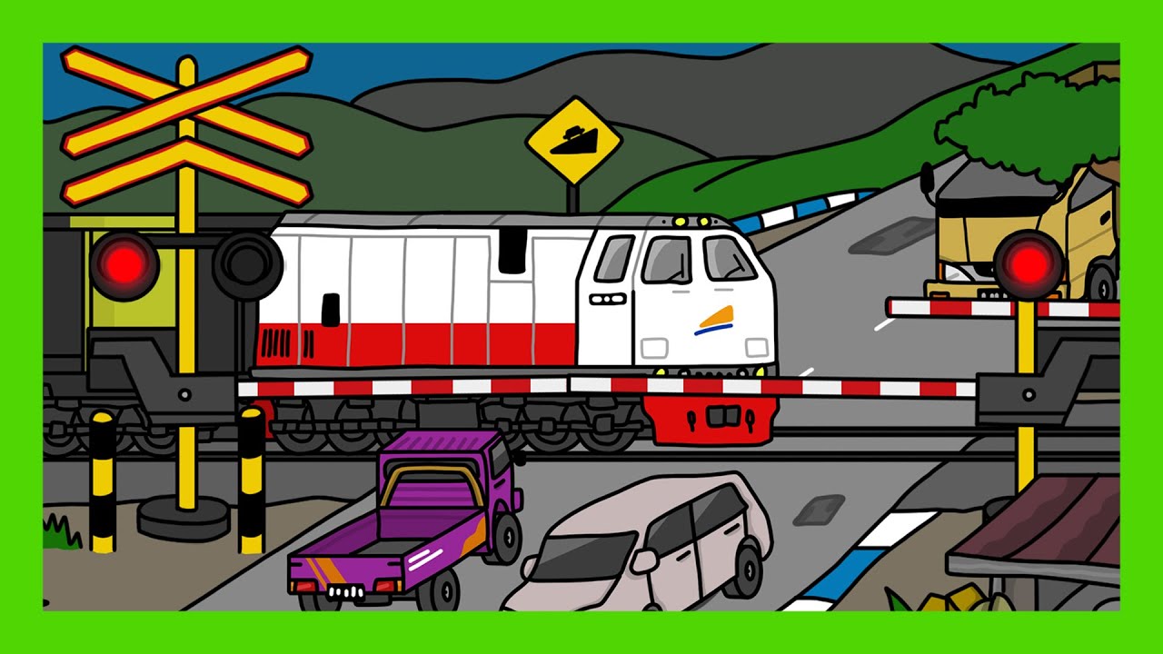 Train Animation and Level Crossing - Railroad Crossing Animation - YouTube