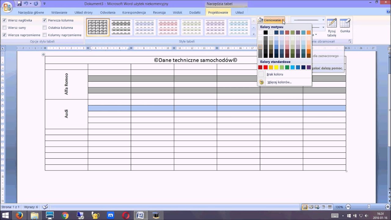 Wstawianie symboli, wstawianie tabel, edycja tabeli - YouTube