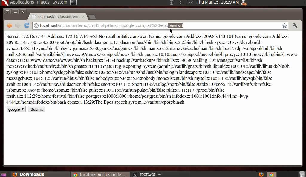 HTTP GET PHP Command Injection Demo 1 - YouTube