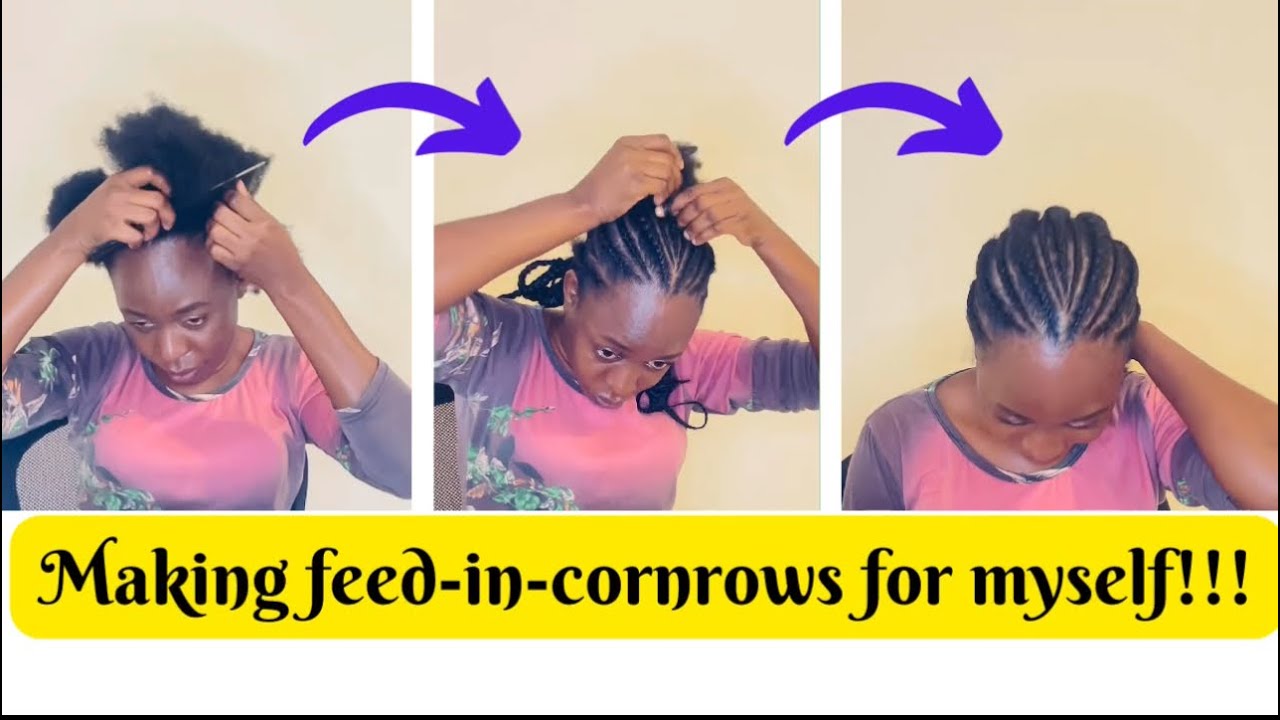 MY FIRST DIY FEED-IN-CORNROWS ATTEMPT:MAKING MY OWN HAIR!!! - YouTube