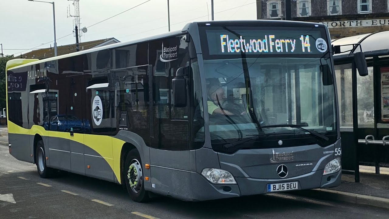 Route 14 Blackpool Transport Mercedes Benz Citaro 556 - BJ15 BEU - YouTube