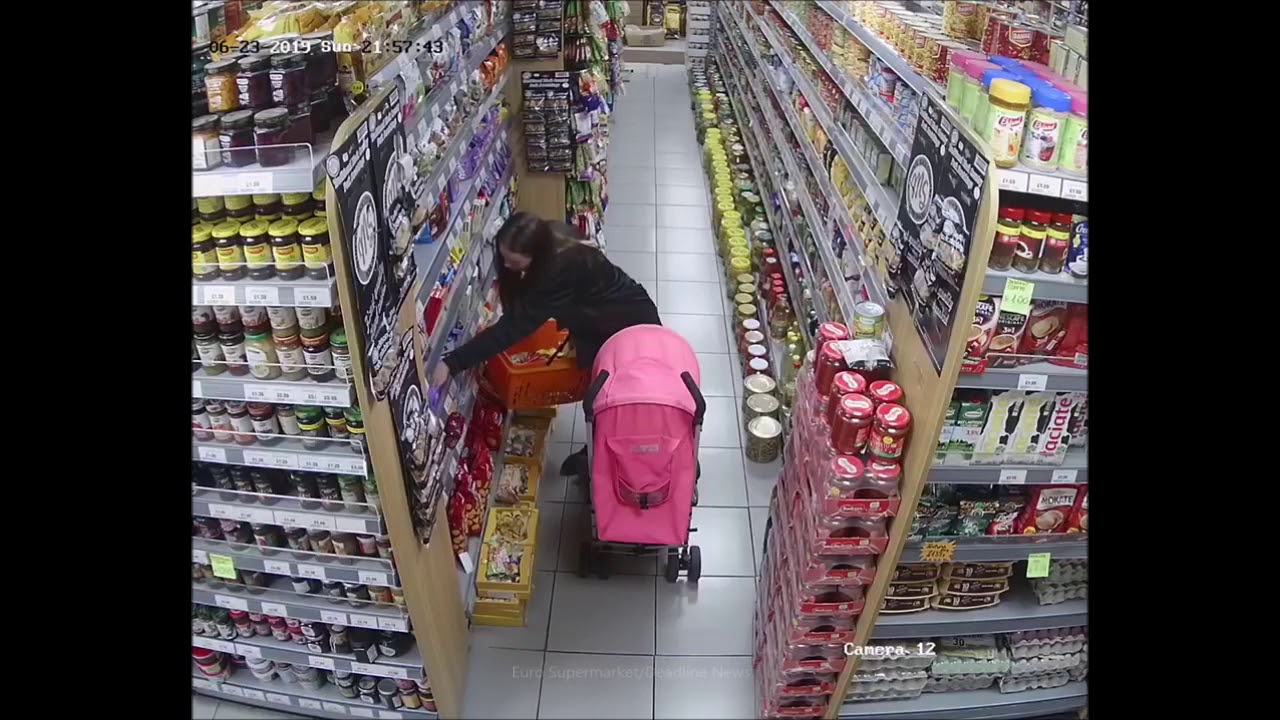 Video shows brazen thief using pram to steal £60 of chocolate - YouTube