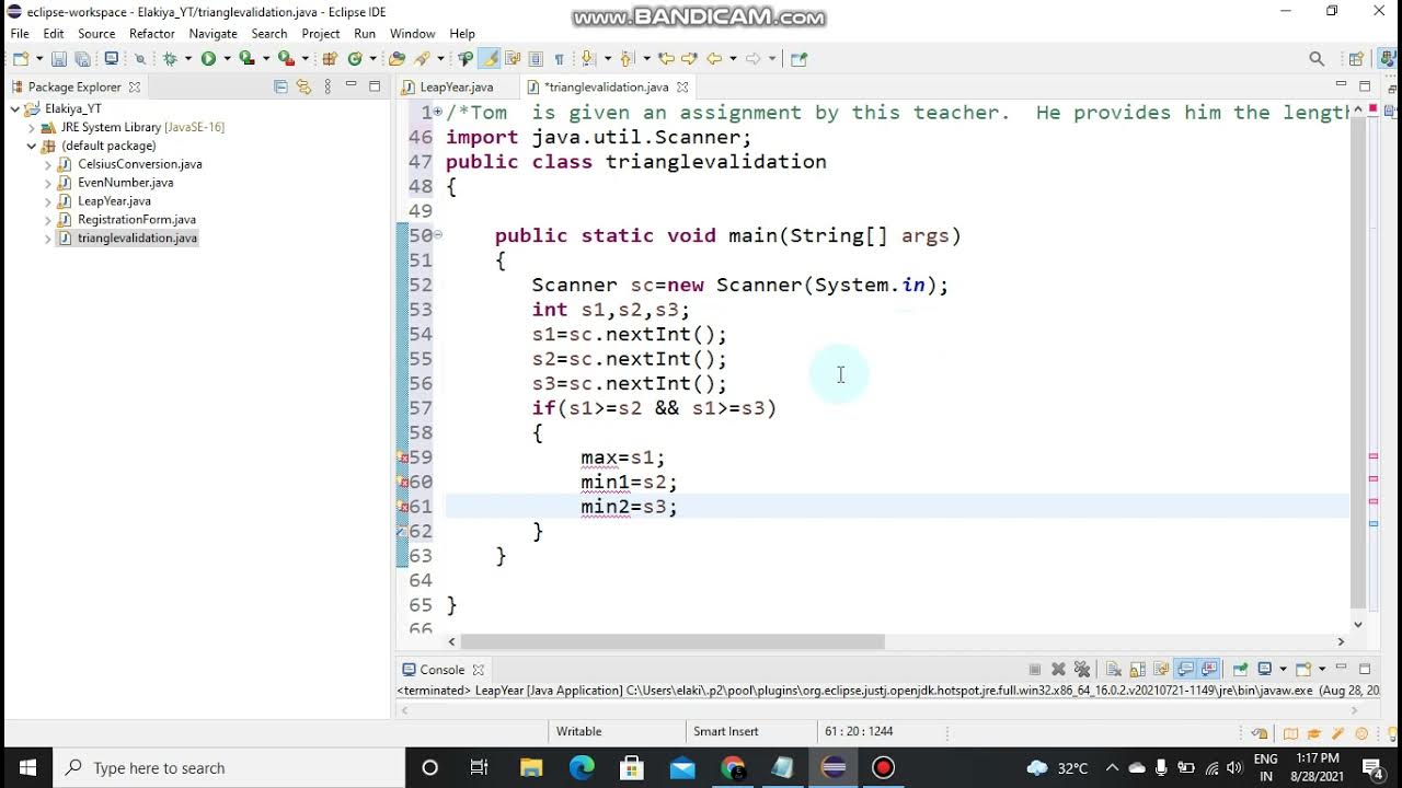 Practicing JAVA- Validating Triangle - YouTube