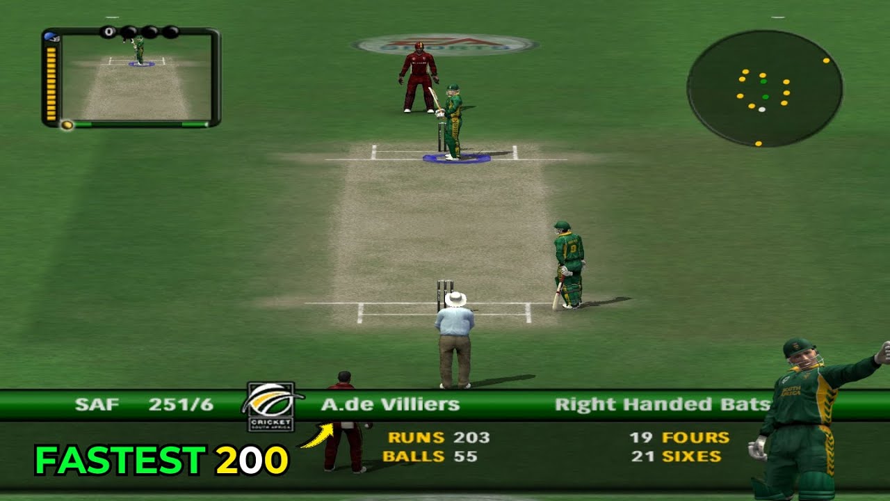Ea Cricket 2007 - Ab DeVilliers Smashes The Fastest 200 | Cricket 07 ...