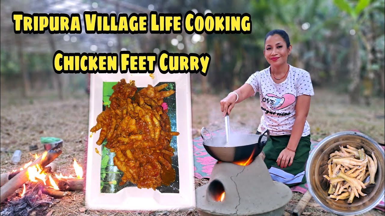 Tripura Village Life Cooking | Tribal Dish Chicken Feet Recipe ...
