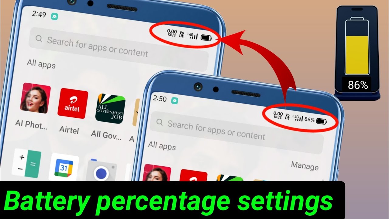Battery percentage not showing | Battery percentage settings - YouTube