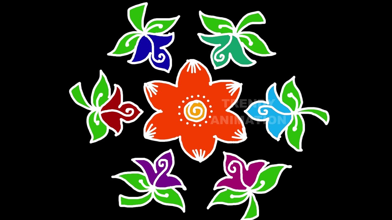 Very simple & easy rangoli design with 7*4dots | Design koalms ...