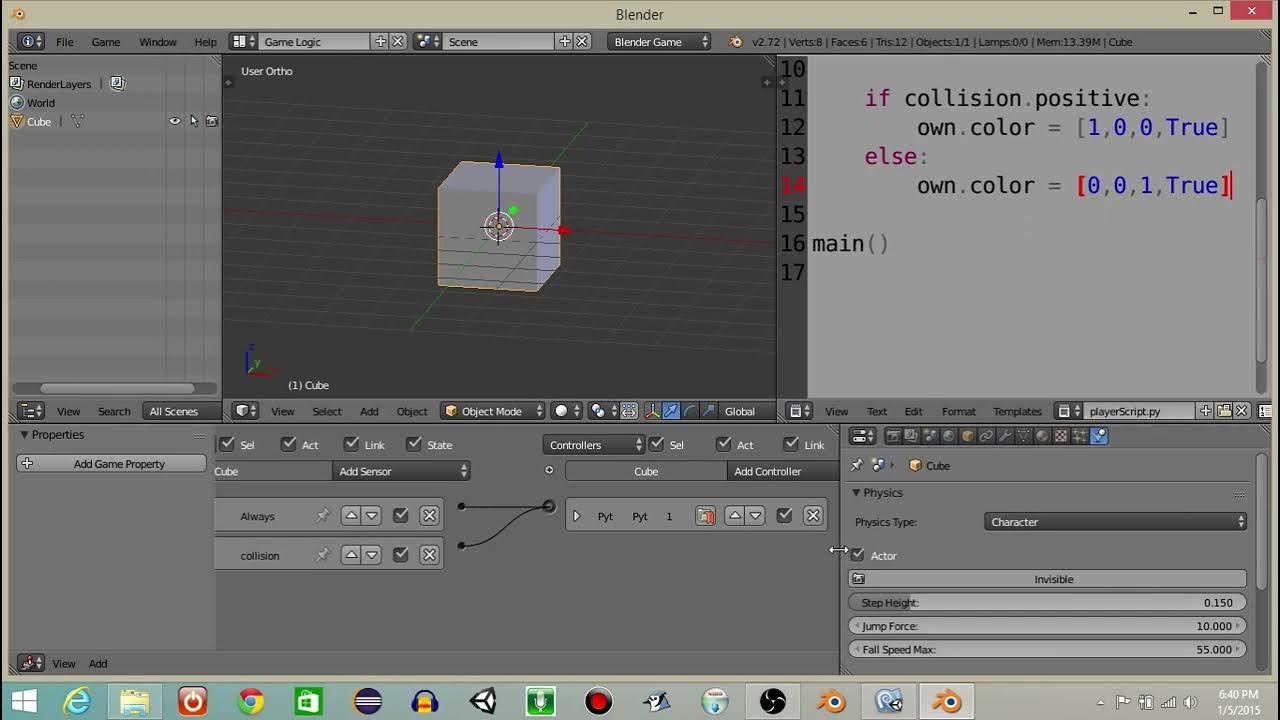 UPBGE - Color Change Upon Collision Python - YouTube